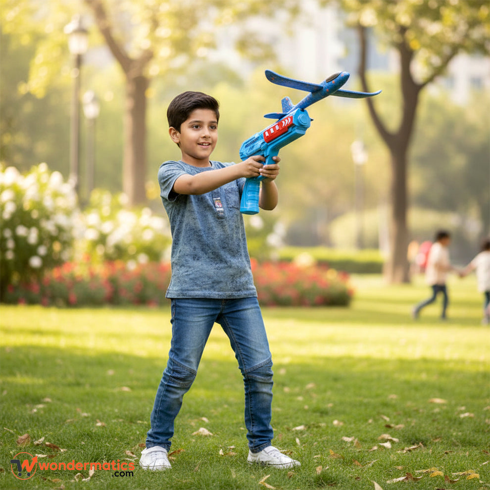Catapult Airplane Launcher Gun Toy – Long Range Flying Plane for Kids ...